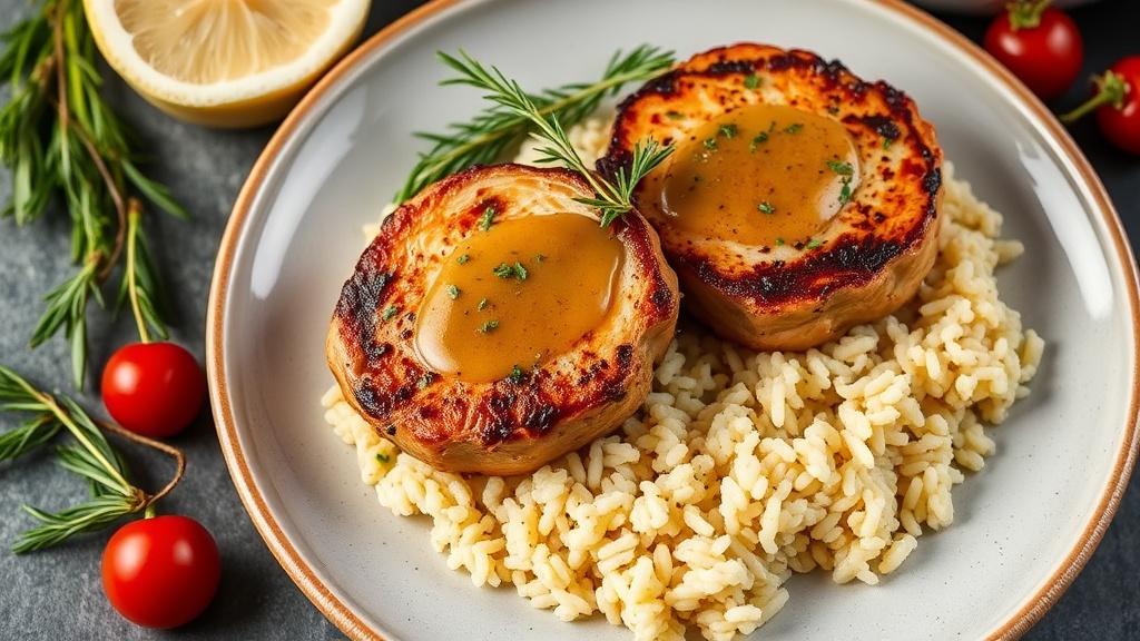 Pork Chops with Olive Garden Italian Dressing and Herbed Rice - Free AI ...